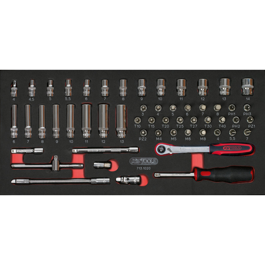 Module de douilles et accessoires 713.1020 ULTIMATE® 1/4'' KS TOOLS 54 pièces : Norauto.fr