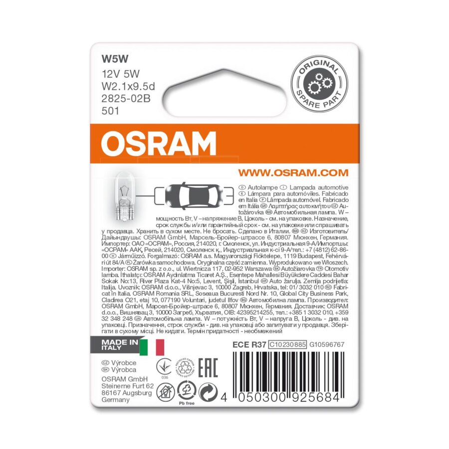 2 Ampoules OSRAM W5W Original 12V : Norauto.fr