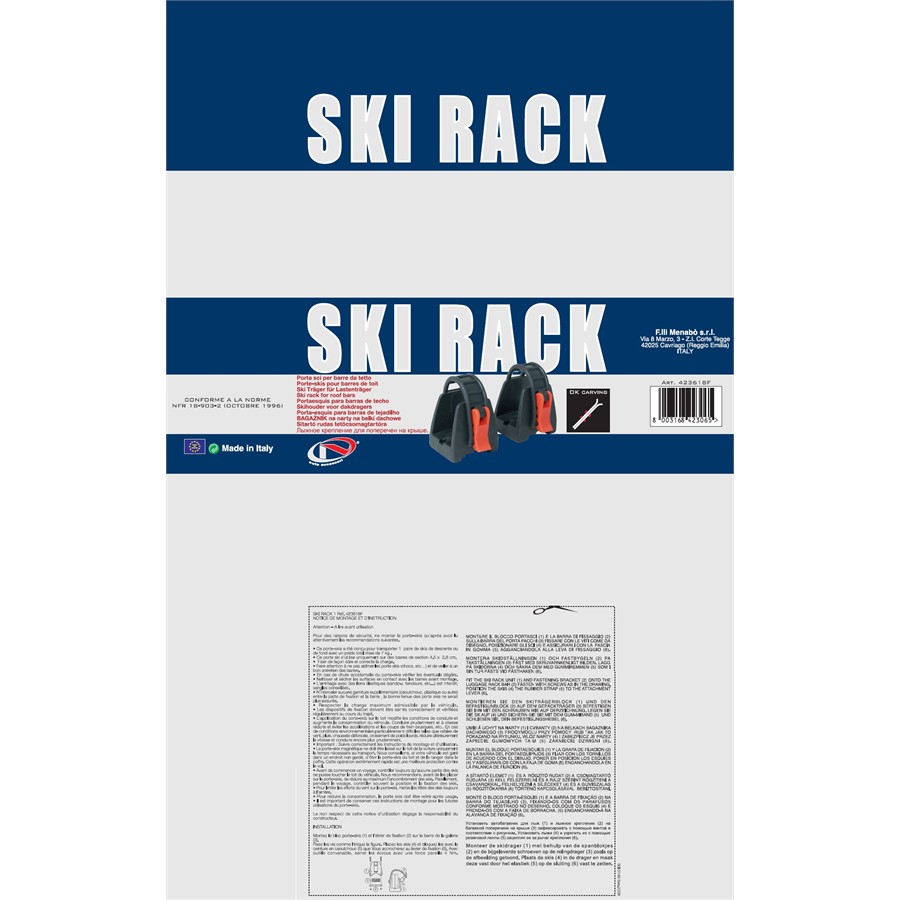Porte-skis sur barres de toit MENABO Ski Rack 423618 : Norauto.fr