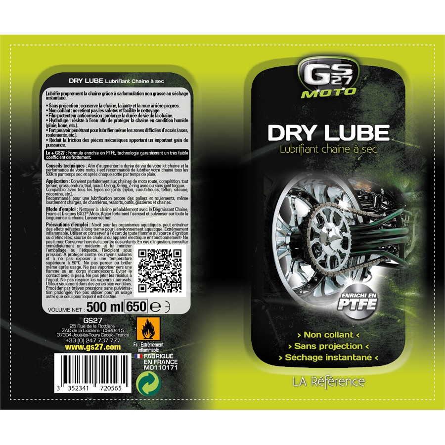 Lubrifiant chaîne dry lube GS27 500ml : Norauto.fr